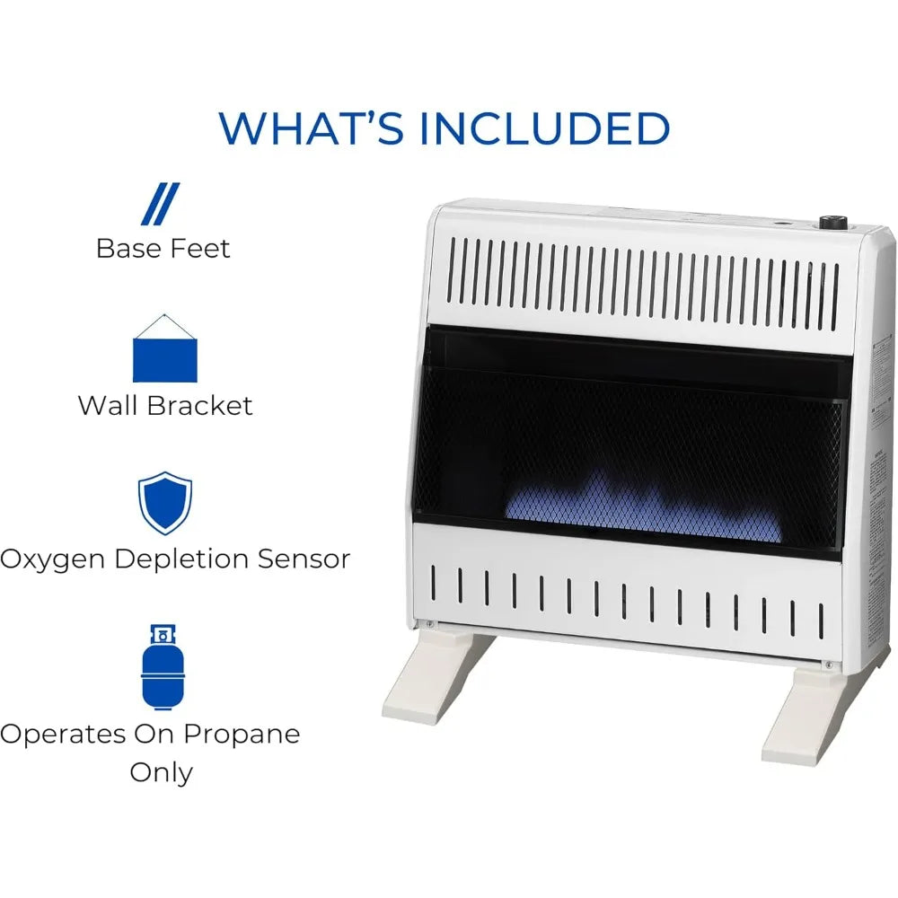 30,000 BTU Liquid Propane Blue Flame Heater, Ventless with Manual Cont ...